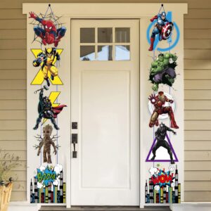 10 pcs superhero door sign super fun hero theme party supplies superhero sign banner hero super wall decorations.