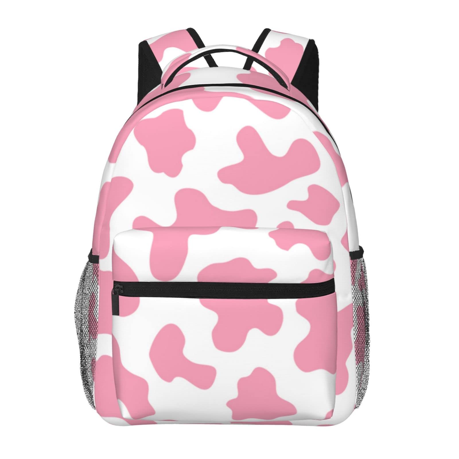 DADABULIU School Backpack Pink Cow Print for Women Girl Student Bookbag Casual Daypack Teens College Lightweight Hiking Travel Bag Over 3 Years Old