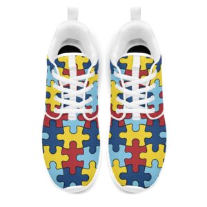 Pitovozu Autism Awareness Colorful Puzzle Sneaker Women Athletic Shoes Personalited Running Shoes Comfortable Sports Sneaker