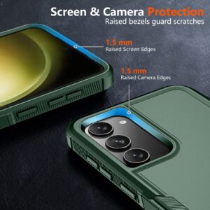 SPIDERCASE Designed for Samsung Galaxy S23 Case, [10 FT Military Grade Drop Protection], 2 Pack [Tempered Glass Screen Protector+Camera Lens Protector] Heavy Duty Shockproof Case, Deep Green