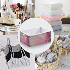 Vnurnrn Cube Storage Bins (Pink Silver), Collapsible Storage Box with Support Board, Foldable Fabric Baskets for Shelf Closet Cabinet 11.02×11.02×11.02 in