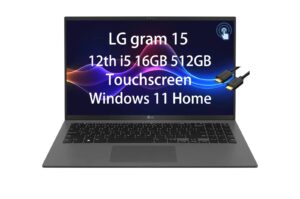 lg gram 15 15z90q 15.6" fhd touchscreen (12th gen intel i5-1240p, 16gb ddr5 ram, 512gb ssd, 12-core beat i7-1165g7) 21hrs battery, ultra thin business laptop, wi-fi 6e, thunderbolt 4, win 11 home