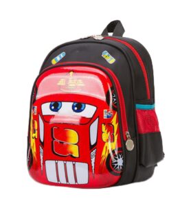 toddler kids mini truck car backpack waterproof cartoon comic kindergarten children preprimary school boys backpack (red)