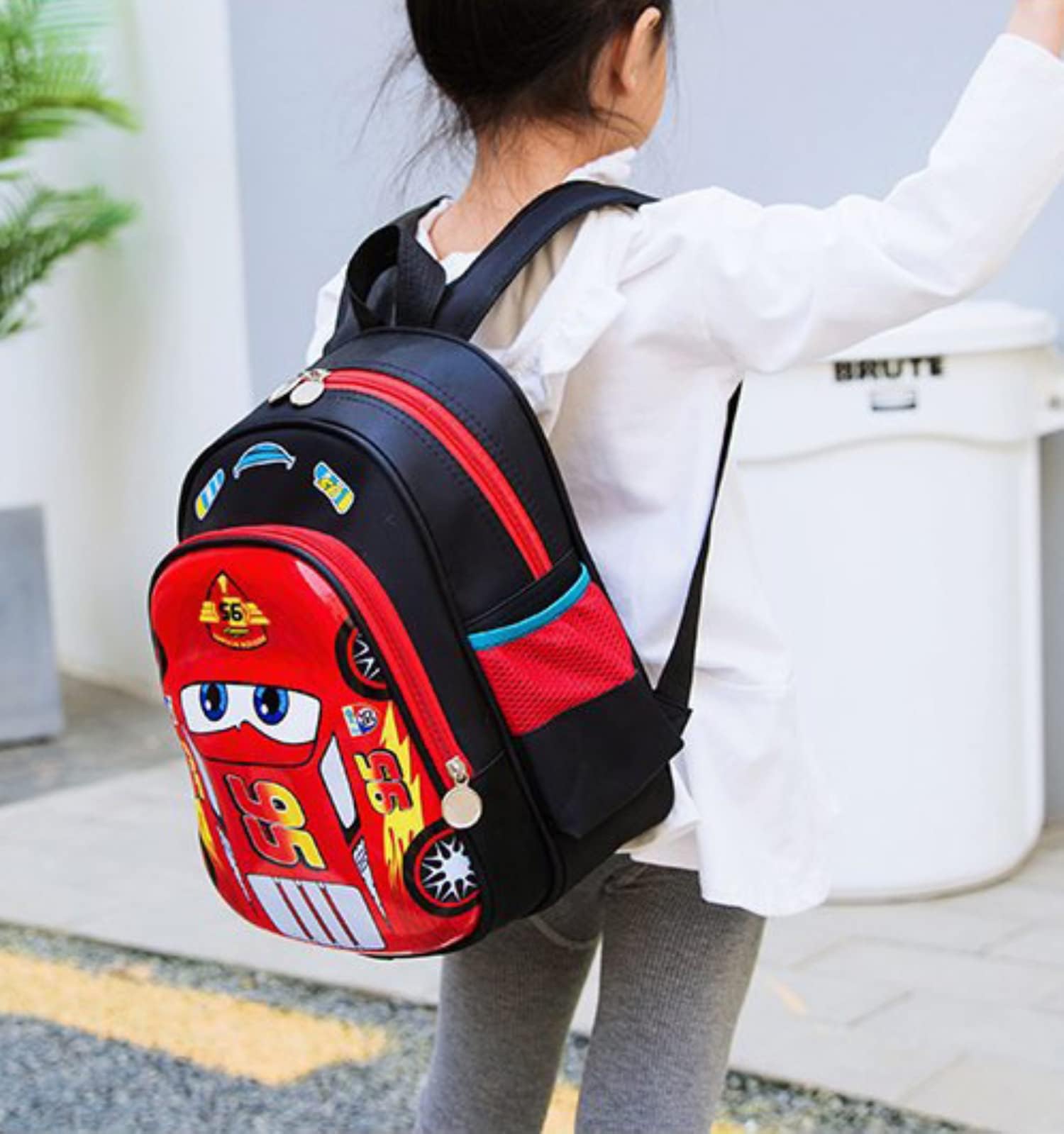 Toddler Kids Mini Truck Car Backpack Waterproof Cartoon Comic Kindergarten Children Preprimary School Boys Backpack (Red)