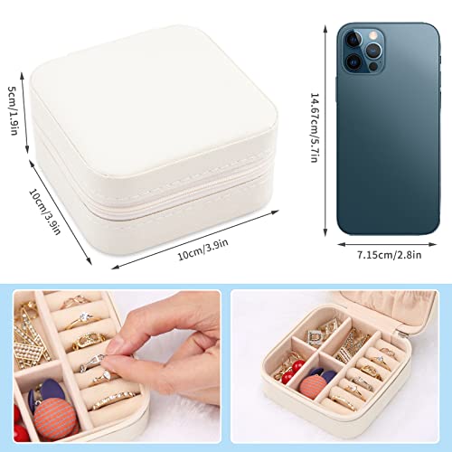 XZUZ Small Travel Jewelry Boxes, Portable Jewelry Organizer Display Storage boxes for earrings, rings, necklaces, jewelry boxes for women. (white).