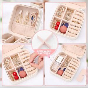 XZUZ Small Travel Jewelry Boxes, Portable Jewelry Organizer Display Storage boxes for earrings, rings, necklaces, jewelry boxes for women. (white).