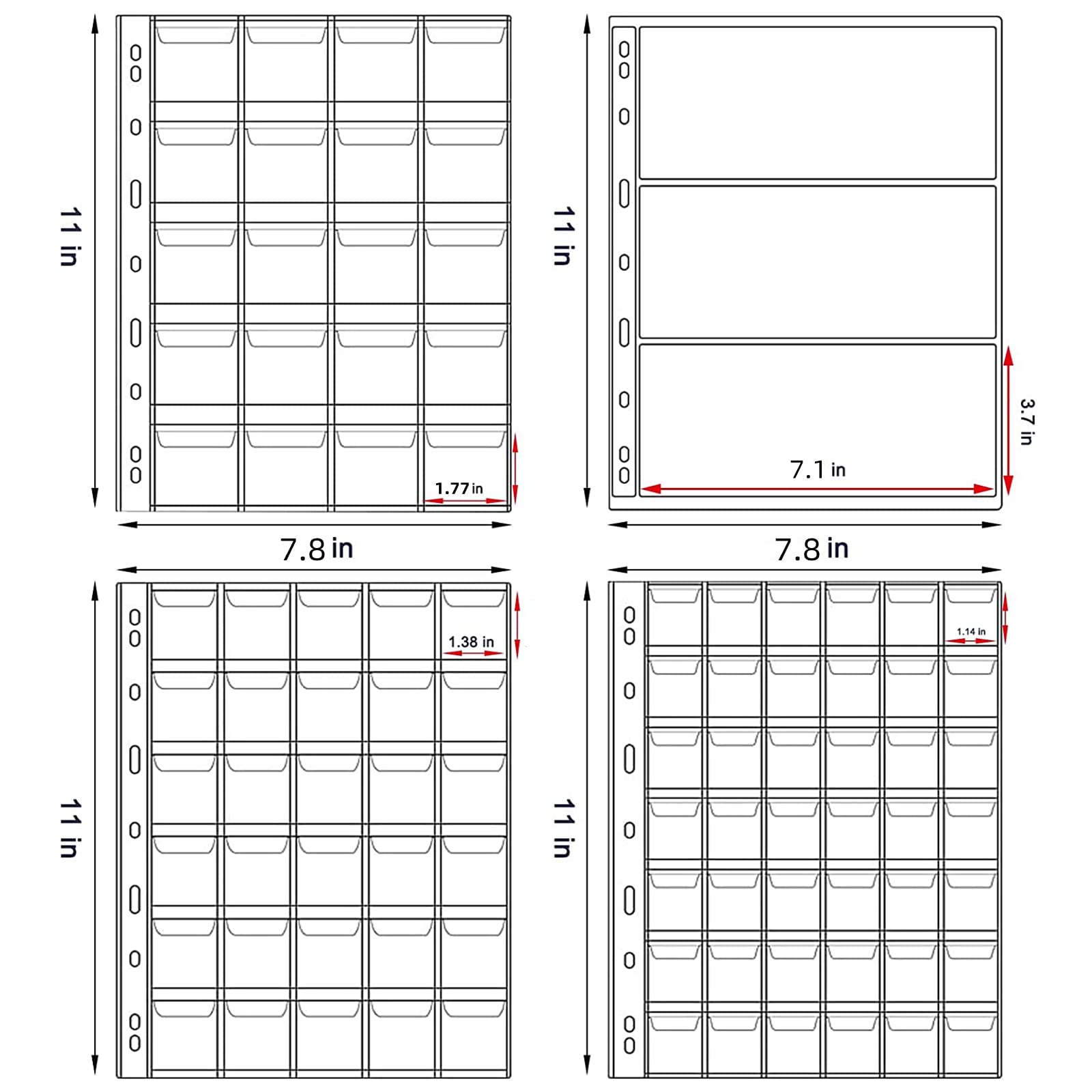 Ettonsun 398-Pocket 4-in-1 Leather Coin & Paper Money Collecting Holder Album,Large Coin Collection Book with 386 Coin Pockets & 12 Currency Pockets,Coin Collection Supplies Book Holder for Collectors