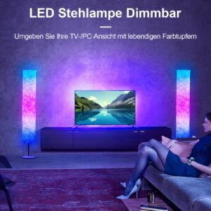 Soft Light Floor Lamp,60" Simple Design Morden Slim RGB 16 Color Changing LED Tyvek Fabric Shade Dimmable Remote Control Standing Lamp for Living Room Bedroom Game Room (60inch-RGB Remote)