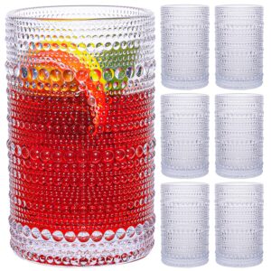 galssmagic hobnail drinking glasses,12 oz vintage glasses drinking glassware,bubble glasses drinking textured glass cups set of 6