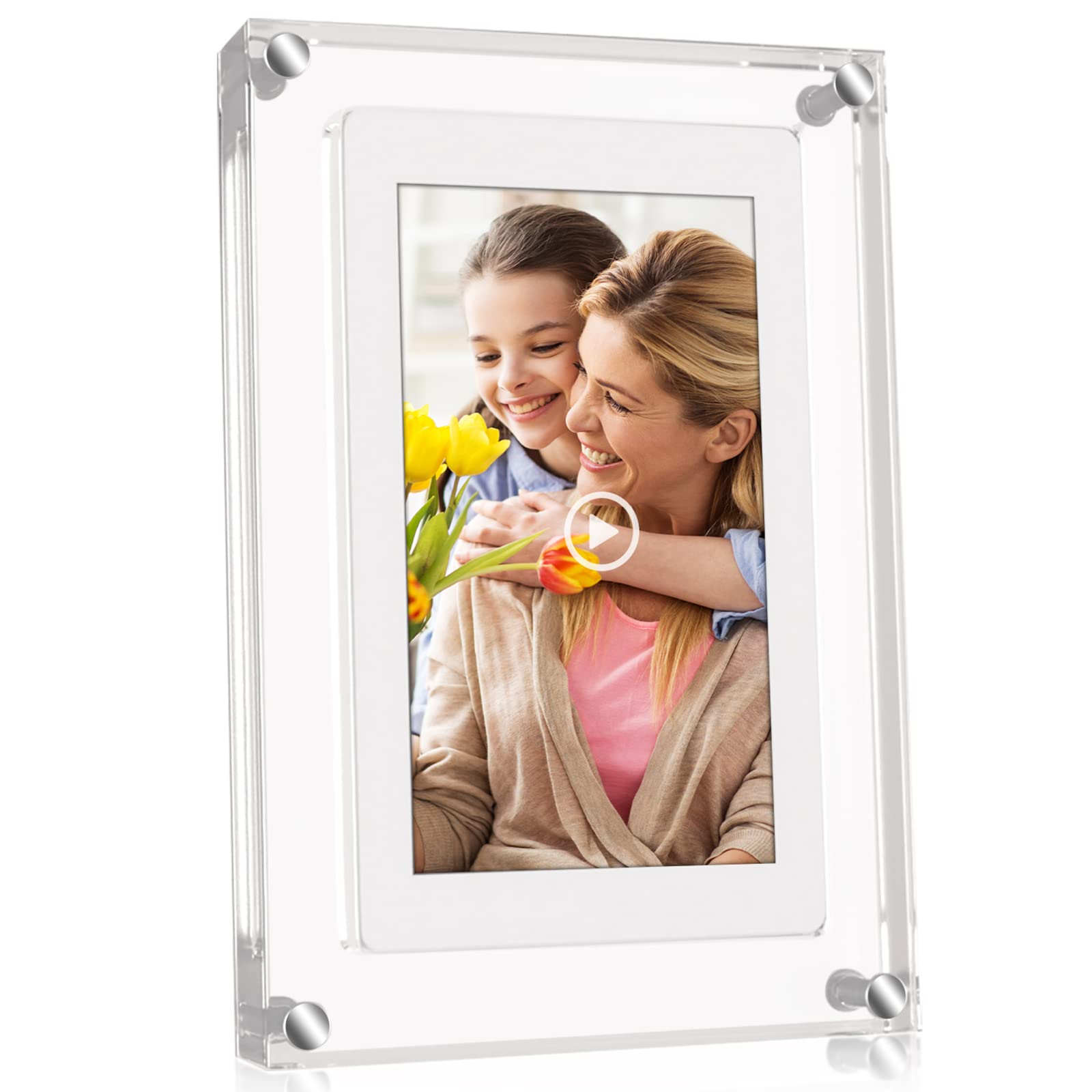 5 Inch Digital Picture Frame, Acrylic Video Frame, 1GB Memory, 1000mAh Built-in Battery, Perfect for Home Decor and Heartfelt Gifts…