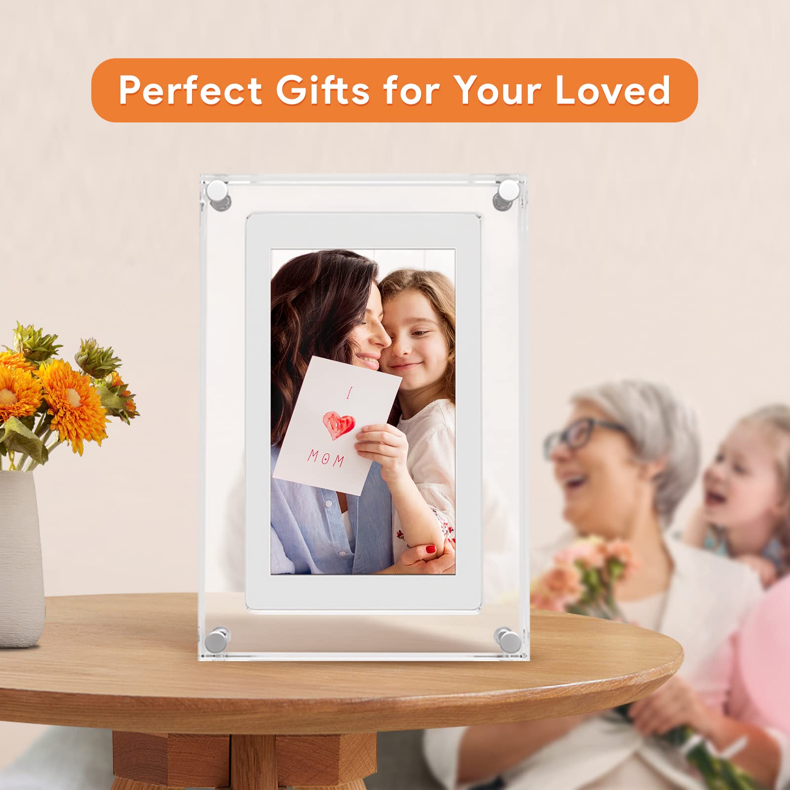 5 Inch Digital Picture Frame, Acrylic Video Frame, 1GB Memory, 1000mAh Built-in Battery, Perfect for Home Decor and Heartfelt Gifts…