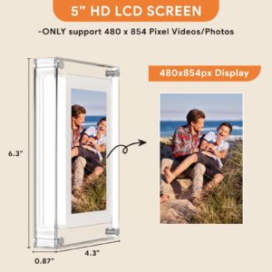 5 Inch Digital Picture Frame, Acrylic Video Frame, 1GB Memory, 1000mAh Built-in Battery, Perfect for Home Decor and Heartfelt Gifts…