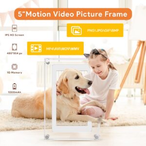 5 Inch Digital Picture Frame, Acrylic Video Frame, 1GB Memory, 1000mAh Built-in Battery, Perfect for Home Decor and Heartfelt Gifts…