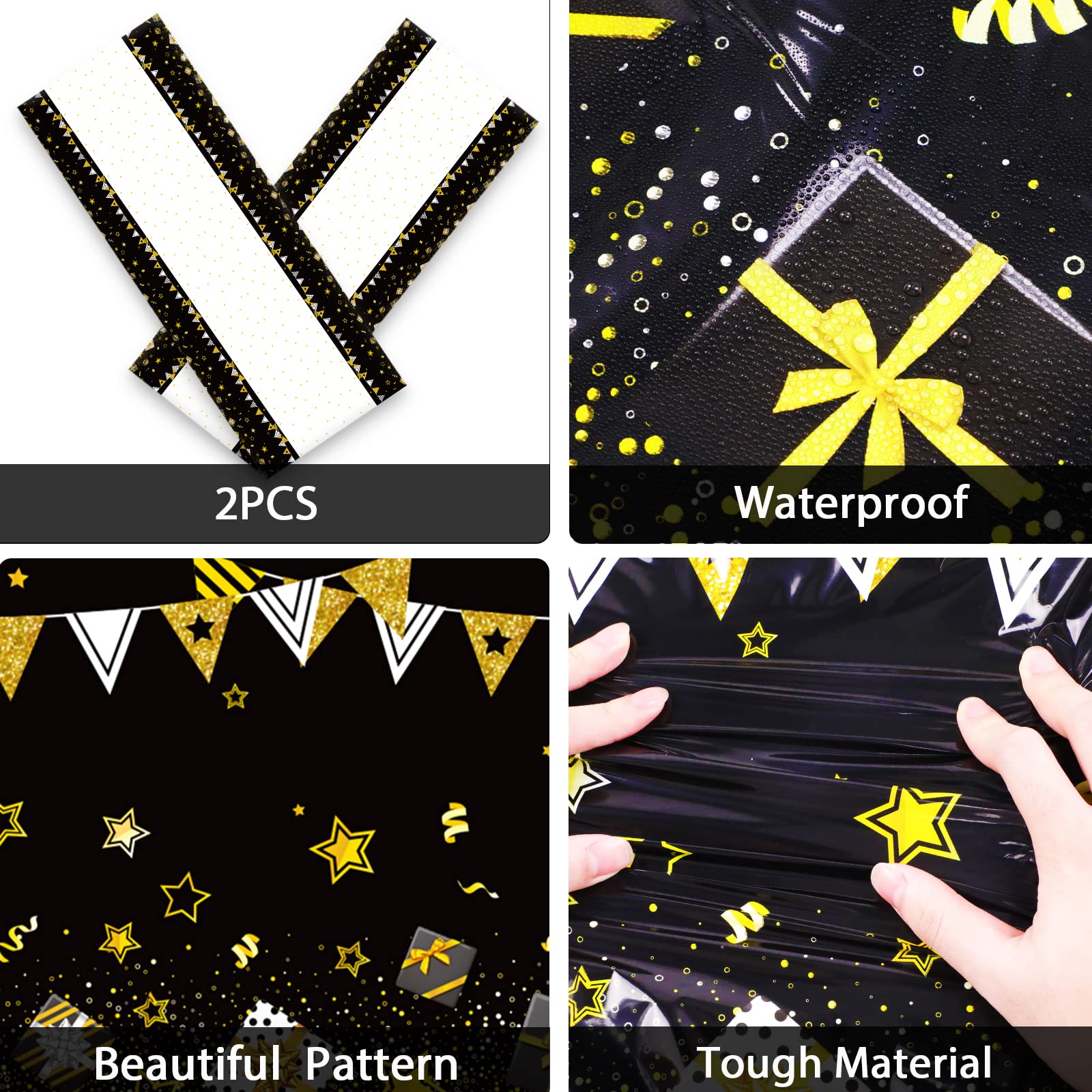 24 Guests 50th Birthday Party Supplies Plates Napkins Tablecloths for Men 50 Years Old Birthday Decorations Black Gold Cheers to 50 Disposable Tableware Set Man Women Birthday Party Decor Favors