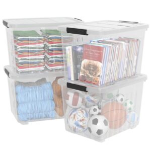 qqbine 70 quart large clear storage bins, plastic storage box with lids and wheels, 4 packs