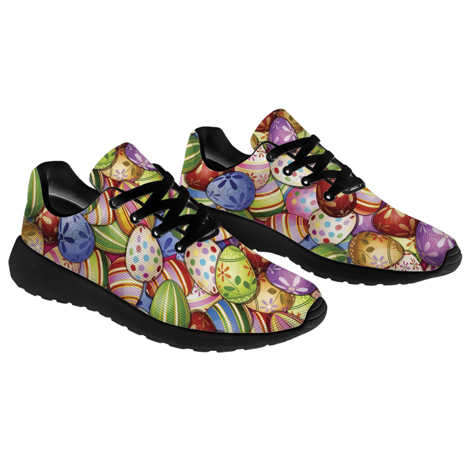 lodaden Easter Shoes Men's Women's Adult Tennis Walking Sneakers Colorful Easter Eggs Print Shoes Gifts for Girls Boys,US Size 13 Women/11 Men