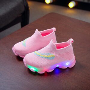 IWIHMIV Led Luminous Running Shoes Sports Shoes Breathable Lightweight Casual Shoes Athletic Shoes for Girls Boys（Pink,2 Years