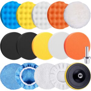 siquk 16 pieces 7 inch buffing pads foam polishing pad kit polisher pads bonnets wax buffer polish pads car buffer attachment for drill