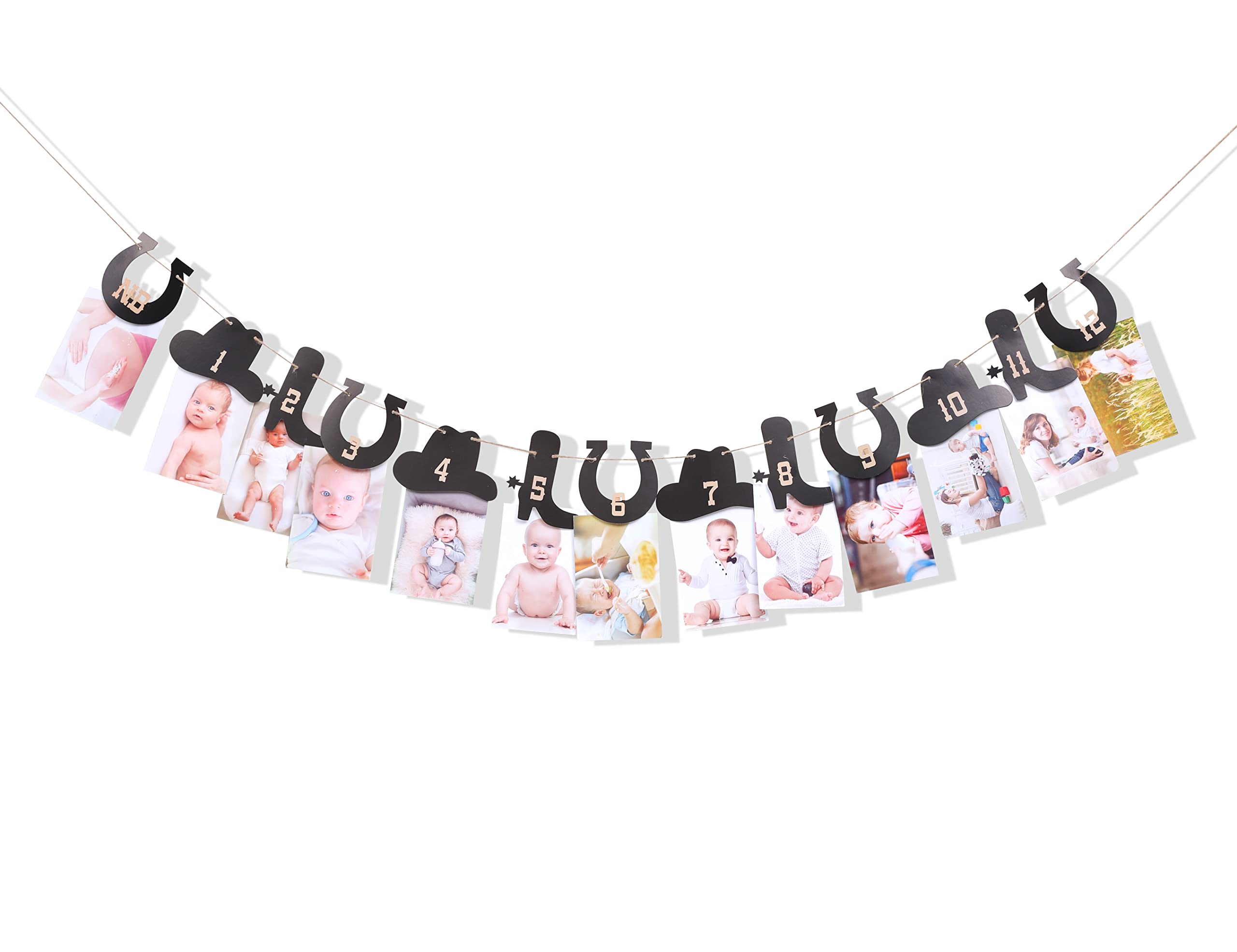 Western Cowboy Monthly Photo Banner - My First Rodeo 1st Birthday Party,cowboy First Birthday Decorations Photo Banner,newborn to 12 Months,cow Birthday Photo Display