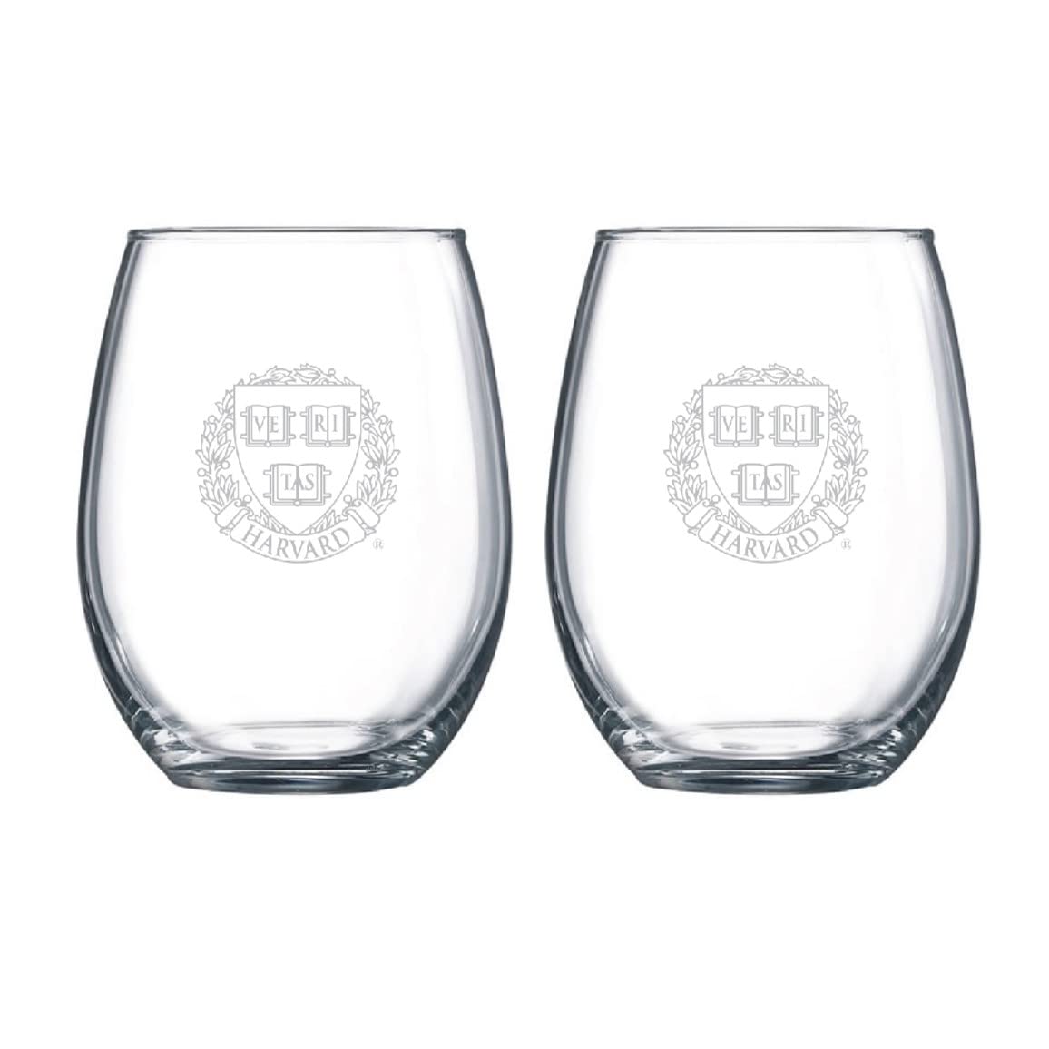 RFSJ Etched Satin Frost Logo Wine or Beverage Glass Set of 2 (Harvard)