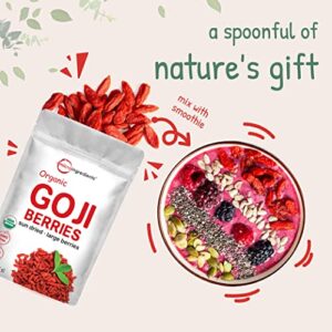 Organic Goji Berries 32 Ounce, Large Whole Sun-Dried Berries | Sulfate Free, Natural Antioxidant | Raw Superfood Berry for Energy, Eye, & Immune Health | Non-GMO