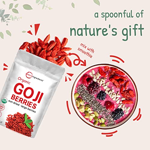 Organic Goji Berries 32 Ounce, Large Whole Sun-Dried Berries | Sulfate Free, Natural Antioxidant | Raw Superfood Berry for Energy, Eye, & Immune Health | Non-GMO