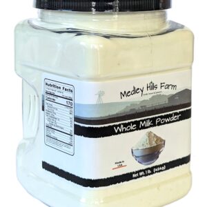 Whole milk powder By Medley Hills Farm in Reusable Container 1 lb. - Great dry milk powder for baking - whole powdered milk - Product of USA