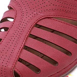 FUHUAQI Women's Retro Thick Sole Sandals Hollow Orthopedic Shoes Retro Posmiah Corner Fighter Outdoor Shoe Puse -Up Slope Thick Sole Sandals Slippers Black 38