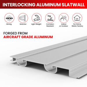 DLDIRECT DiamondLife Aluminum Slatwall Panel Garage Wall Organizer Heavy Duty Wall Mounted Slat Wall Rack, Interlocking Paneling for Garage Wall Slat Board Storage System - Silver (8'H x 4'W)