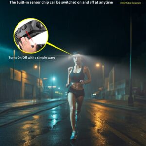 Smiling Shark LED Headlamp, 230°Wide Angle 3*White Light Strips The Brightest Head Lamp Rechargeable with Motion Sensor Waterproof Headlight for Camping Hiking Outdoor, Head-Lamp-LED-Frontale-Light