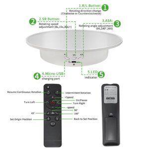 ZLMONDEE Motorized Rotating Display Stand, Mirror Covered 360 Degree Turntable Display Stand for Photography Products and Shows, Max Load 18Lb/ 7.87 inch Video Show, Battery/USB Power Supply (Remote