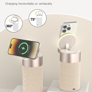 COLSUR Bluetooth Speaker with Night Light, Magnetic Wireless Charger, 2 in 1 Wireless Charging Station for iPhone 14/13/12 Series, AirPods Pro/3/2（Gift Ideal）