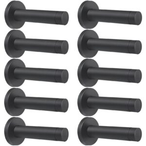 doku 10pcs door stop, 3.5 inch heavy duty 304 stainless steel door stopper with rubber tips bumper, wall mounted door holder protection sound dampening, matte black