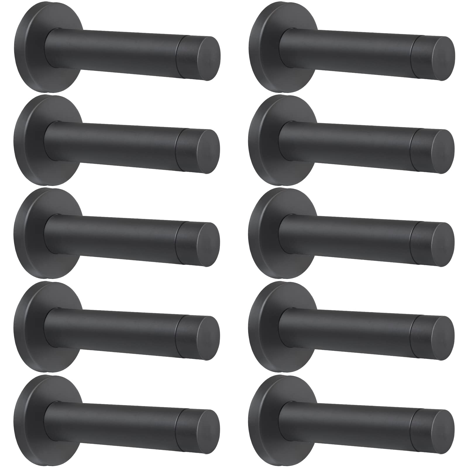 DOKU 10Pcs Door Stop, 3.5 Inch Heavy Duty 304 Stainless Steel Door Stopper with Rubber Tips Bumper, Wall Mounted Door Holder Protection Sound Dampening, Matte Black