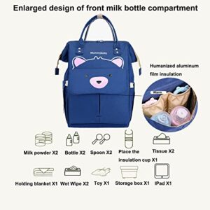 Diaper Bag Backpack,Travel Backpack for Mom & Dad Maternity Diaper Bag with Insulated Pockets,Multifunction Travel Waterproof Diaper Bag Large Capacity for Travel/Work/Camping/Parks(Blue)