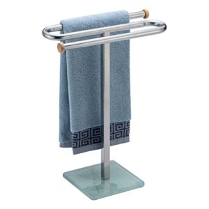 zcdcp hand towel holder stand, s-shape countertop towel stand with glass base freestanding towel rack for bathroom