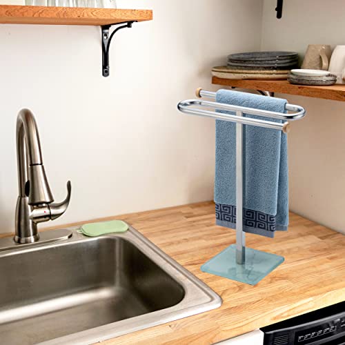 ZCDCP Hand Towel Holder Stand, S-Shape Countertop Towel Stand with Glass Base Freestanding Towel Rack for Bathroom