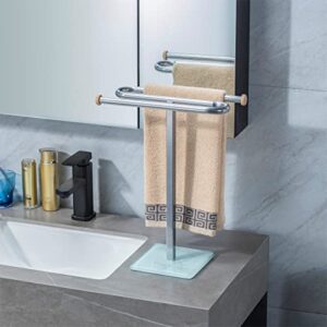 ZCDCP Hand Towel Holder Stand, S-Shape Countertop Towel Stand with Glass Base Freestanding Towel Rack for Bathroom