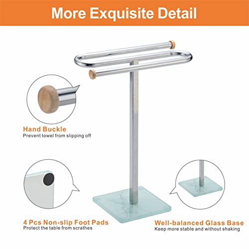 ZCDCP Hand Towel Holder Stand, S-Shape Countertop Towel Stand with Glass Base Freestanding Towel Rack for Bathroom