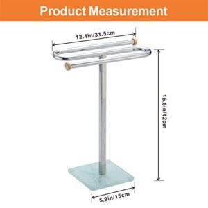 ZCDCP Hand Towel Holder Stand, S-Shape Countertop Towel Stand with Glass Base Freestanding Towel Rack for Bathroom