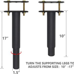 ironwork 2Pcs 10" to 17" Metal Adjustable Height Center Support Leg for Bed Frame, Bed and Sofa Furniture Cabinet Foot Legs Feet Support Heavy Duty, Platform Bed Frame Replacement Legs