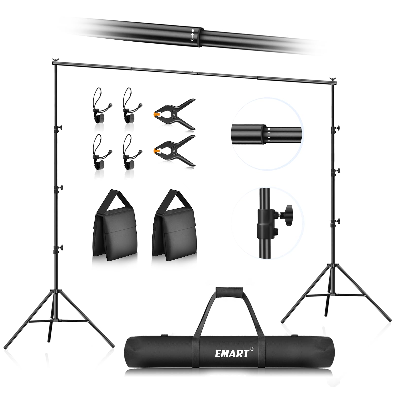 Emart Backdrop Stand - 8.5x10Ft (WXH) Photo Backdrop Stand for Paties with Carry Bag, Photography Back Drop Adjustable Stand