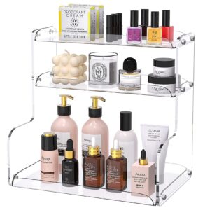 pekvizk 3-tier bathroom countertop organizer, acrylic vanity tray for spice rack, storage shelf, cosmetic & make-up storage, under sink organizer for bathroom, kitchen, living room, bedroom