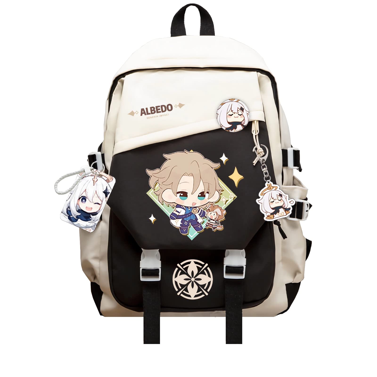 Dalicoter Genshin Impact Backpack Albedo Anime Laptop Bookbag Student Backpack 3D Print School Bags Travel Backpack With Gift