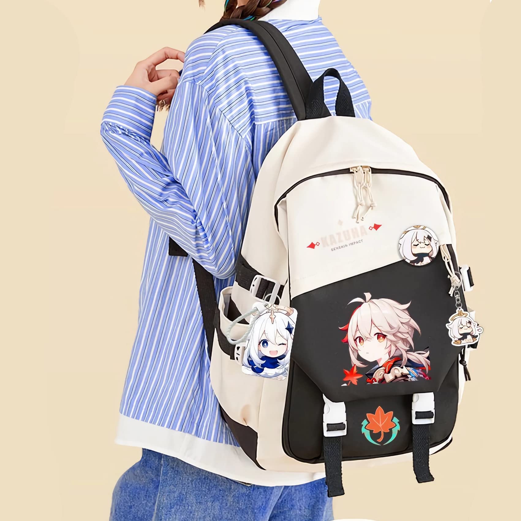 Dalicoter Genshin Impact Backpack Kaedehara Kazuha Backpack Printed Laptop Bookbag 17" Large Capacity Travel BackPack With Gift