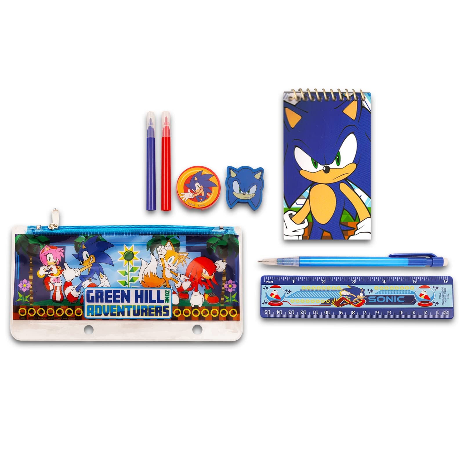 Sonic The Hedgehog School Supplies Value Pack for Kids - 13 Pc Bundle with Sonic Folders, Notebook, and Stickers for Boys and Girls | Sonic Back to School Supplies