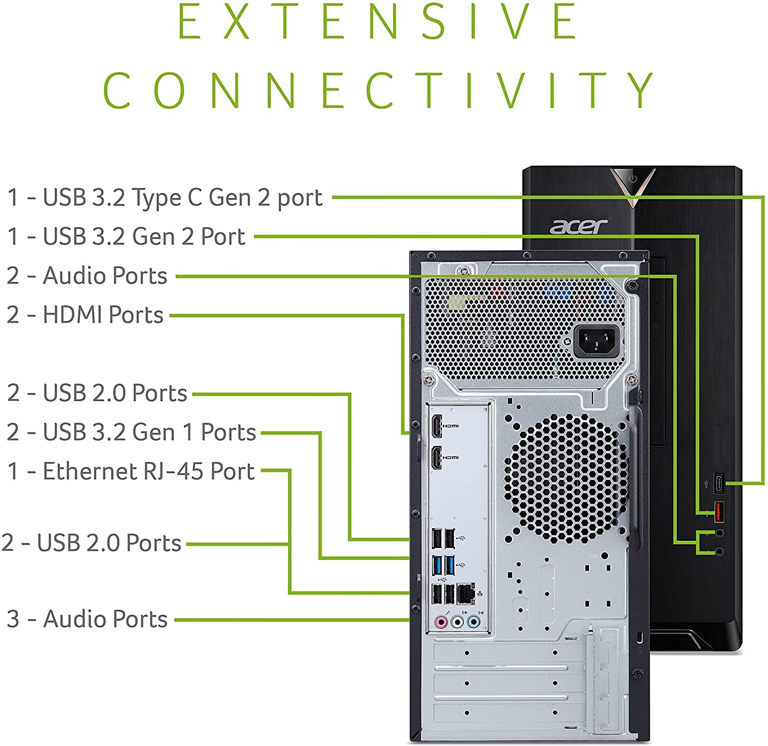 acer 2023 Newest Aspire TC-1660 Desktop PC Intel 10th Gen 6-Core i5-10400 12GB DDR4 512GB NVMe SSD Intel UHD Graphics WiFi AX BT5.2 USB C HDMI RJ45 8X DVD-RW Windows 11 Pro w/RE Accessories