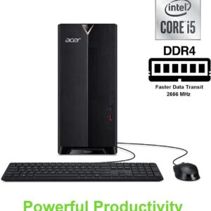 acer 2023 Newest Aspire TC-1660 Desktop PC Intel 10th Gen 6-Core i5-10400 12GB DDR4 512GB NVMe SSD Intel UHD Graphics WiFi AX BT5.2 USB C HDMI RJ45 8X DVD-RW Windows 11 Pro w/RE Accessories