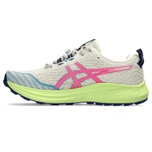 asics women's fuji lite 4 shoes, 9.5, birch/hot pink