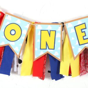 Toy Theme 1st Birthday Banner - Toy Inspiration Story's 1st Birthday High Chair Banner,Western Party Decorations, West Cowboy Banner,High Chair Banner,Baby Boy Photo Booth Props,Fabric Garland